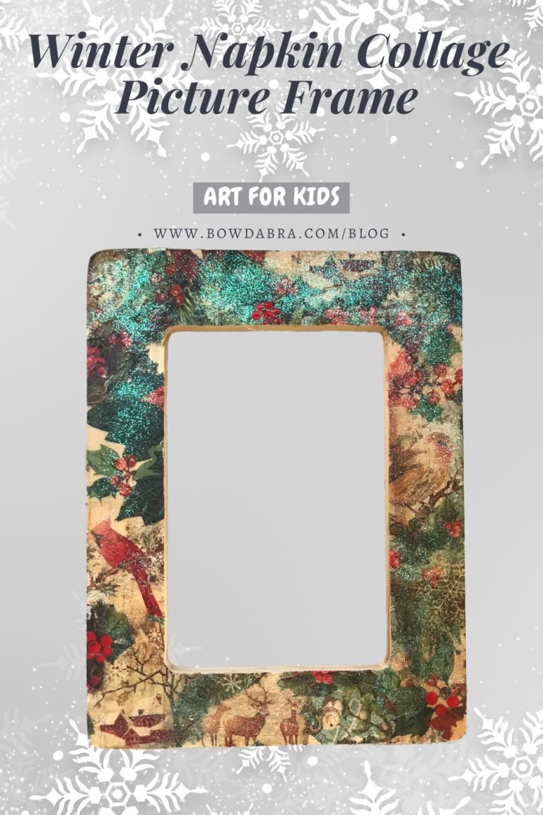 How to make a winter picture frame with napkin collage