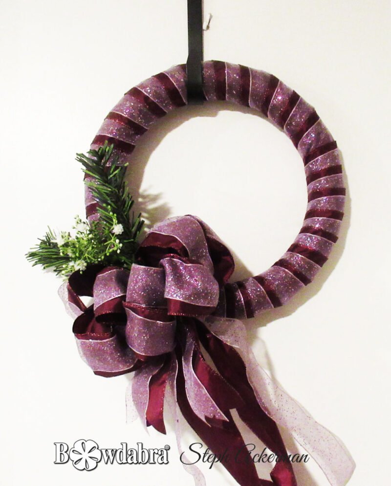 How to Make a super Easy Two Ribbon Purple Wreath : Bowdabra